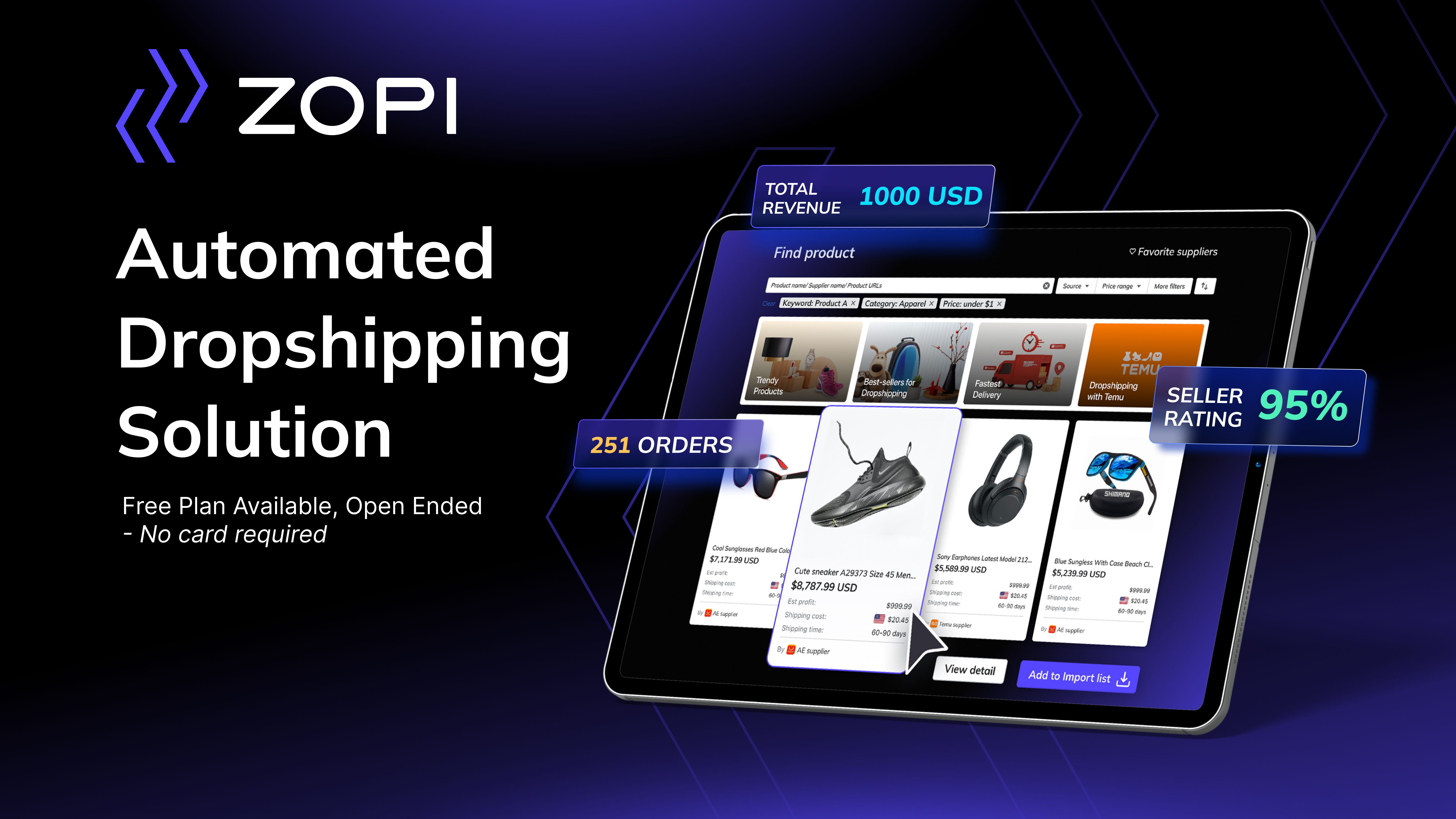 Shopify Dropshipping App with AI & Automation Tools | Zopi